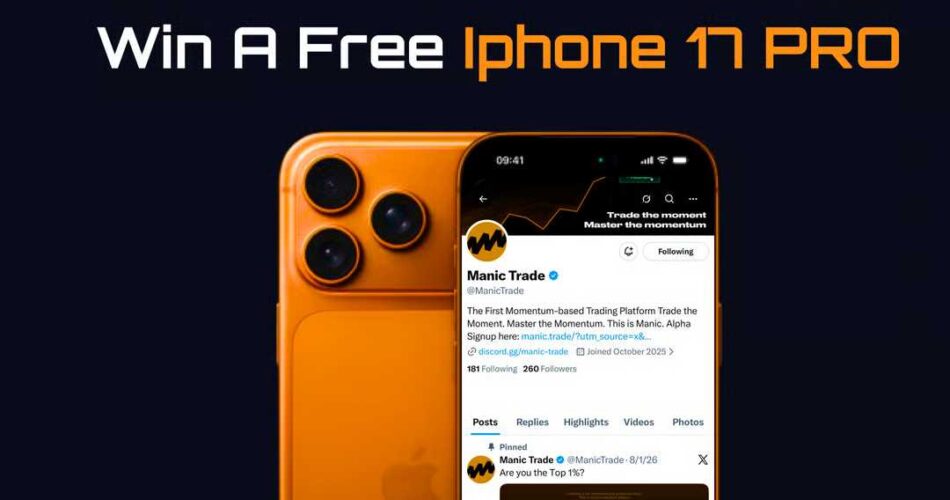Follow ManicTrade on X to Win iPhone 17 Pro 2026 - GiveawayDrop.com