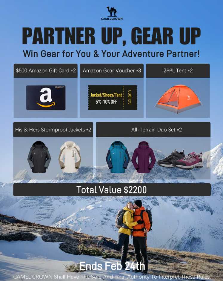 Win Gear for You & Your Adventure Partner - GiveawayDrop.com