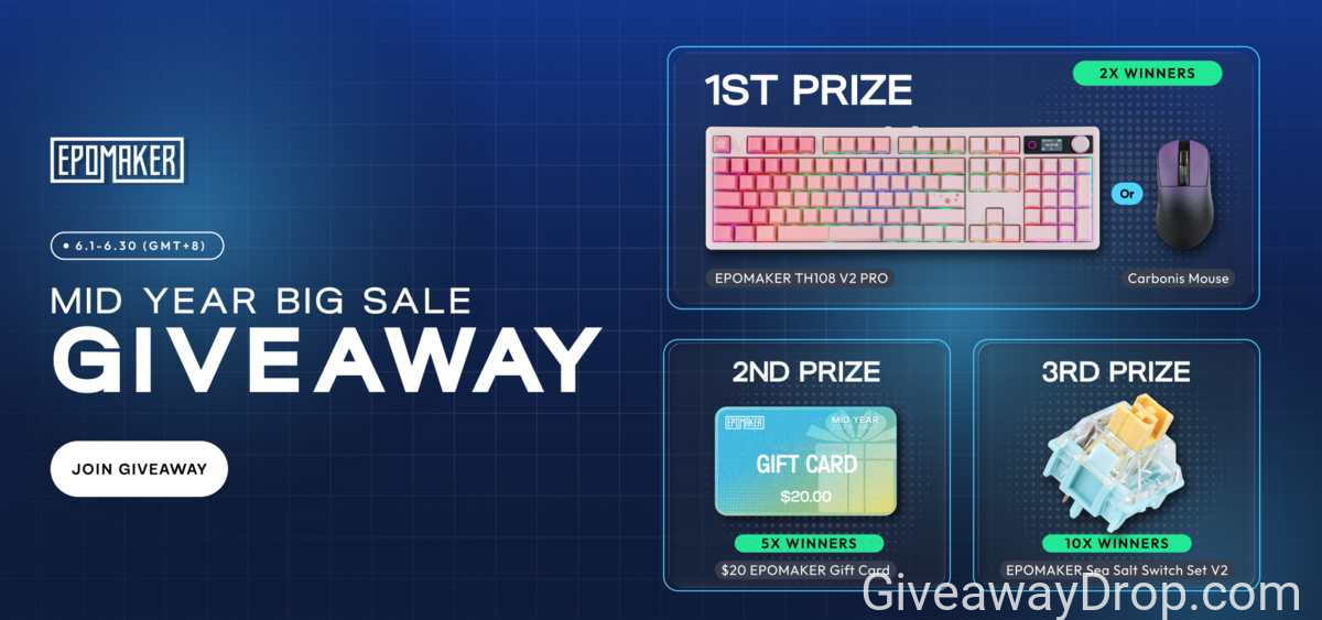 Epomaker Mid-Year Big Sale Giveaway 2026 - GiveawayDrop – Free ...